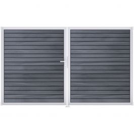Portail clôture emboîtables GroJa Solid Rhombe en BPC, couleur gris ...