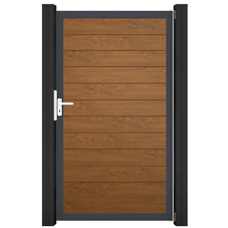 Portillon étroit GroJa BasicLine PVC clôture à lames, couleur golden oak